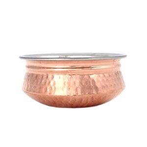 VAKRATUNDA KITCHENWARES Heavy-Duty Stainless Steel Handi, Multipurpose Indian Serveware, Tableware, Copper Serving Bowls Pack of (2) - Diameter 5 inches