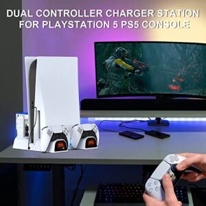 Dobe PS5 Stand with Cooling Station, PS5 Controller Charging Station for Playstation 5 Console Disc/Digital Edition, PS5 Accessories Vertical Stand with 3-Level Speeds Cooling Fan & 11 Games Organizer