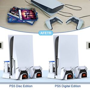 Dobe PS5 Stand with Cooling Station, PS5 Controller Charging Station for Playstation 5 Console Disc/Digital Edition, PS5 Accessories Vertical Stand with 3-Level Speeds Cooling Fan & 11 Games Organizer