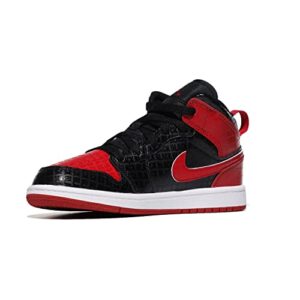 jordan boy's 1 mid ss (little kid) black/gym red/white 11 little kid m