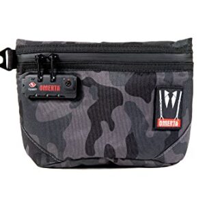 DIME BAGS Omerta Collector with Lock | Carbon Filter Pouch | Internal Organization and TSA-Approved 3-Digit Combination Lock (9 Inch, Camo)