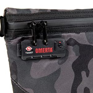 DIME BAGS Omerta Collector with Lock | Carbon Filter Pouch | Internal Organization and TSA-Approved 3-Digit Combination Lock (9 Inch, Camo)