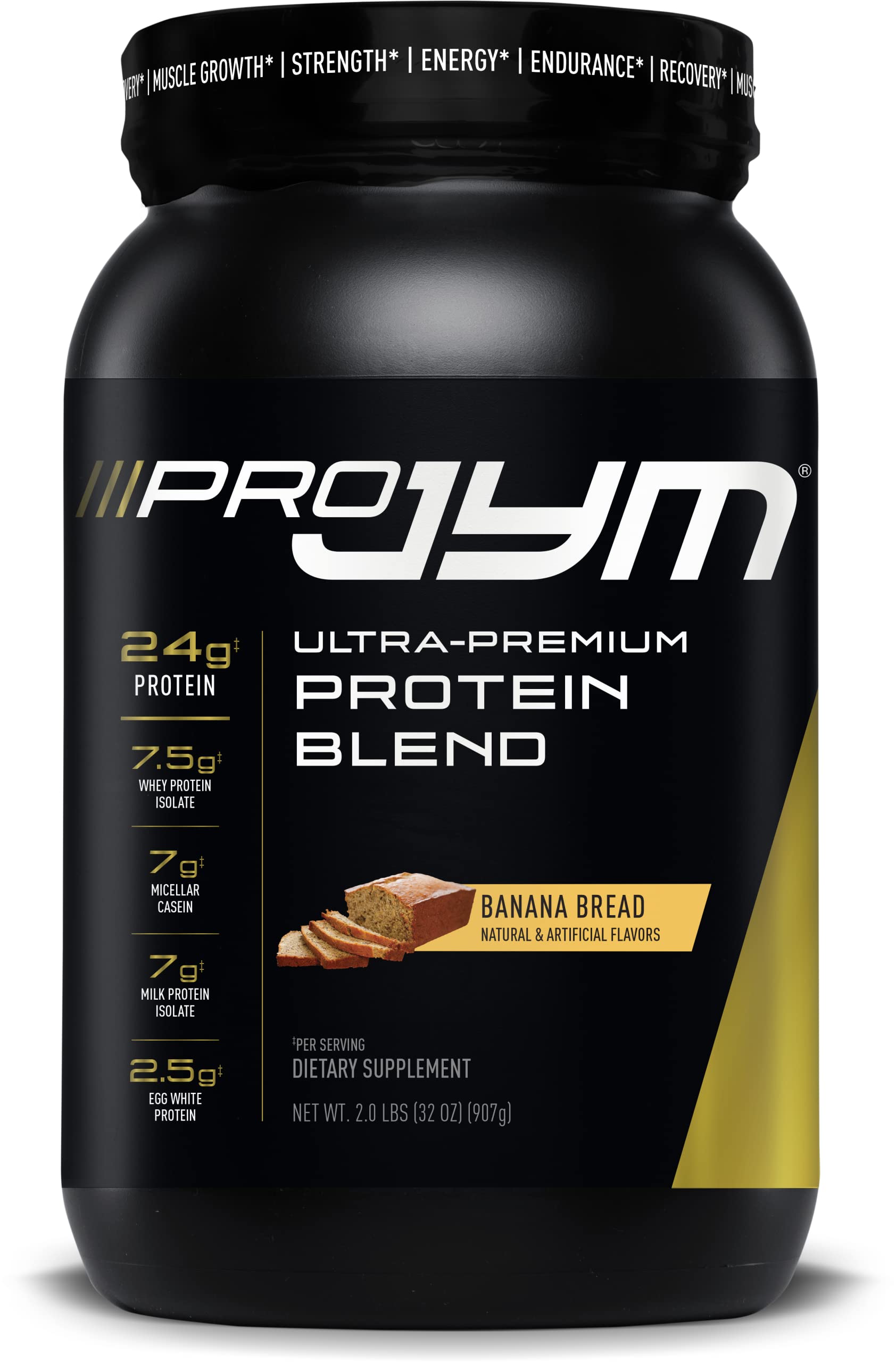 JYM Supplement Science Pro JYM 2lbs Banana Bread Protein Powder | Whey, Milk, Egg White Isolates, & Casein | Muscle Growth, Recovery, for Men & Women (PRJ02BB)