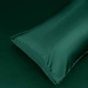 Homiest Satin Body Pillow Cover, Blackish Green Body Pillowcase 20 x 54 Inch Pillowcovers with Envelope Closure, Luxury & Ultra Soft Body Size Pillow Cases for Hair and Skin, Cooling Long Pillow Cover