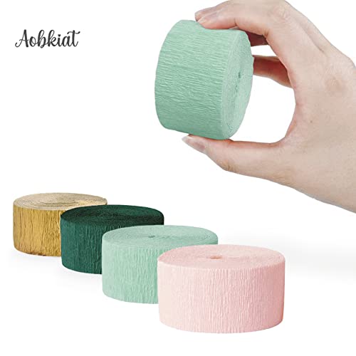 AOBKIAT Wedding Decor Sage Pink Gold Crepe Paper 8 pcs Streamers Party Decorations for Wedding,Rustic Wedding, Bachelorette Party, Birthday, Bridal/Baby Shower, Anniversary Party Backdrop Decorations