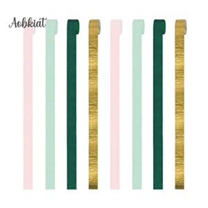 AOBKIAT Wedding Decor Sage Pink Gold Crepe Paper 8 pcs Streamers Party Decorations for Wedding,Rustic Wedding, Bachelorette Party, Birthday, Bridal/Baby Shower, Anniversary Party Backdrop Decorations