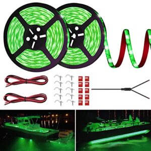 led boat strip lights, 32.8ft marine pontoon led lights, waterproof boat interior light, under gunnel lights, boat deck light, night fishing lights, good for pontoon bass fishing yacht kayak (green)