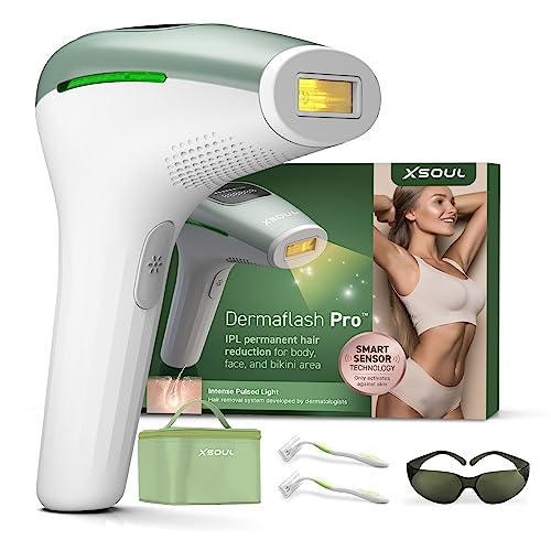 XSOUL Laser Hair Removal for Women and Men (2023 Enhanced Version), Permanent IPL Hair Removal device, at-home Painless Hair Remover on Armpits Back Legs Arms Face Bikini Line, Corded -Dermaflash Pro