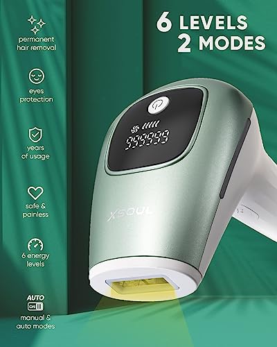 XSOUL Laser Hair Removal for Women and Men (2023 Enhanced Version), Permanent IPL Hair Removal device, at-home Painless Hair Remover on Armpits Back Legs Arms Face Bikini Line, Corded -Dermaflash Pro