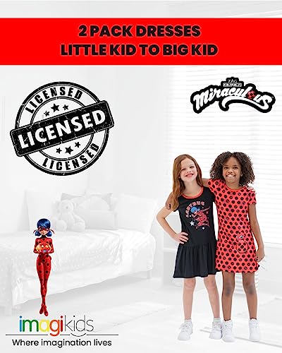 Miraculous Ladybug Big Girls 2 Pack Short Sleeve Dresses Black 10-12