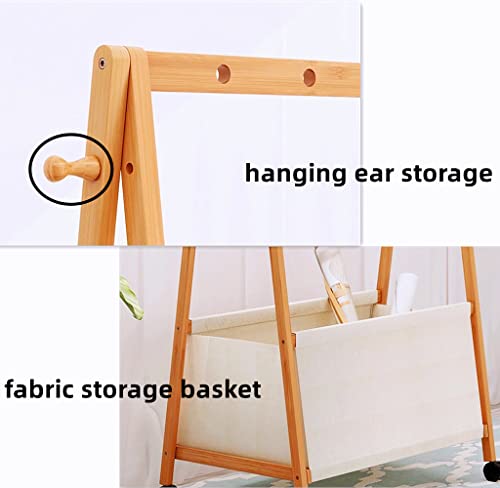 GLISOO Bamboo Garment Rack, fabric storage & Coat Clothes Hanging with 4-Tire Box Racks with Clothing Storage Organizer for For Entryway and Bed Room Patented Design