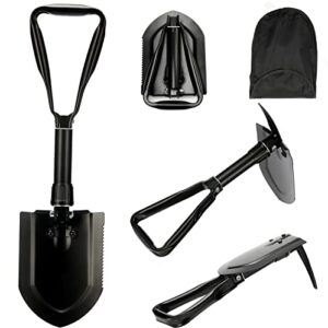 folding survival shovel 23 in,50# high-carbon steel entrenching tool, folding camping shovel, firefighting shovel, portable shovel for garden, hunting, hiking, fishing, car emergency, gifts for men