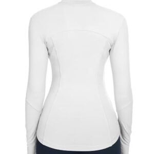 QUEENIEKE Womens Sports Jacket Turtleneck Slim Fit Full-Zip Running Top Size M White