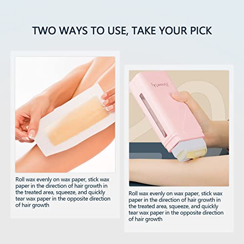 Roll on Wax Kit for Hair Removal, Roller Waxing Kit for Man Women Wax Roller Kit with 2 Soft Honey Wax Cartridge/100 Pcs Wax Strips, Waxing kit, foreverLily