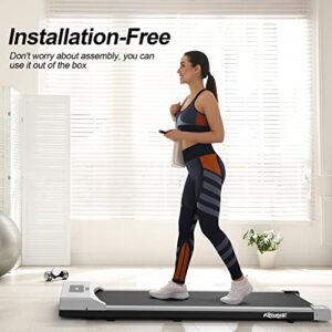 KRISRATE White Walking Pad Under Desk Treadmill, Quiet, Flat and Portable with LED Display and Remote Control, Installation-Free for Home Office