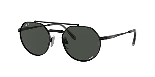 Ray-Ban RB8265 Jack II Titanium Round Sunglasses, Black/Polarized Dark Grey, 53 mm