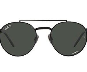 Ray-Ban RB8237 Round II Titanium Sunglasses, Black/Polarized Dark Grey, 53 mm