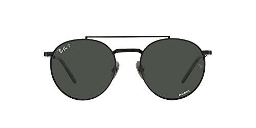 Ray-Ban RB8237 Round II Titanium Sunglasses, Black/Polarized Dark Grey, 53 mm