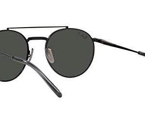 Ray-Ban RB8237 Round II Titanium Sunglasses, Black/Polarized Dark Grey, 53 mm