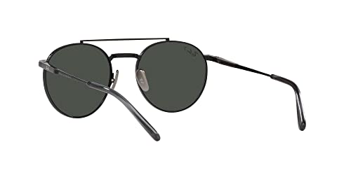 Ray-Ban RB8237 Round II Titanium Sunglasses, Black/Polarized Dark Grey, 53 mm