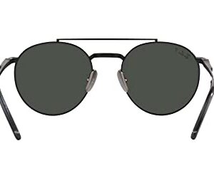 Ray-Ban RB8237 Round II Titanium Sunglasses, Black/Polarized Dark Grey, 53 mm