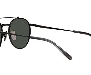 Ray-Ban RB8237 Round II Titanium Sunglasses, Black/Polarized Dark Grey, 53 mm