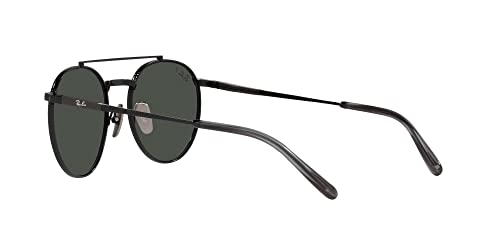 Ray-Ban RB8237 Round II Titanium Sunglasses, Black/Polarized Dark Grey, 53 mm