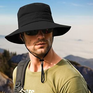 Fishing Hat for Men Sun Protection Hat with Removable Mesh Face Neck Flap Cover Windproof Strap for Men and Women Black