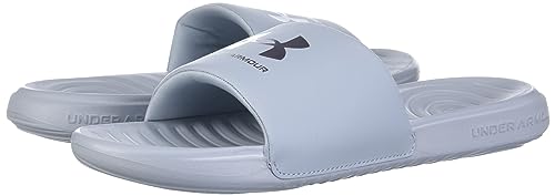 Under Armour Men's Ansa Fixed Strap Slide Sandal, (404) Harbor Blue/Harbor Blue/Metallic Downpour Gray, 13