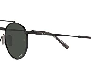 Ray-Ban RB8237 Round II Titanium Sunglasses, Black/Polarized Dark Grey, 50 mm