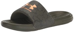 under armour men's ansa graphic fixed strap slide sandal, (305) marine od green/marine od green/orange blast, 9