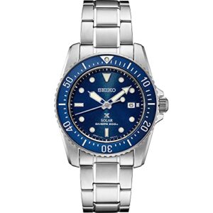 seiko sne585 prospex men's watch silver-tone 38.5mm stainless steel, blue