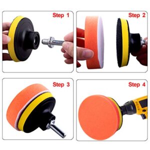 SIQUK 13 Pieces Buffing Pads 5 Inch Car Polishing Pad Kit Foam Polish Pads Wax Buffer Polisher Attachment for Drill