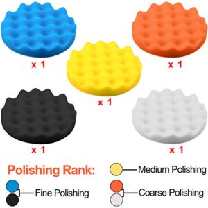 SIQUK 13 Pieces Buffing Pads 5 Inch Car Polishing Pad Kit Foam Polish Pads Wax Buffer Polisher Attachment for Drill