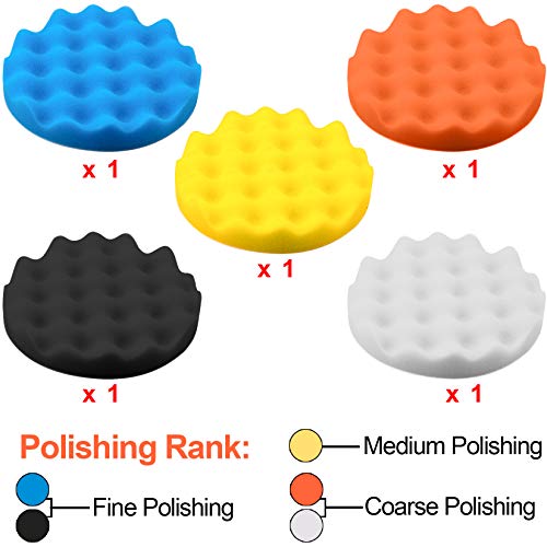 SIQUK 13 Pieces Buffing Pads 5 Inch Car Polishing Pad Kit Foam Polish Pads Wax Buffer Polisher Attachment for Drill