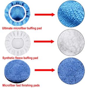 SIQUK 13 Pieces Buffing Pads 5 Inch Car Polishing Pad Kit Foam Polish Pads Wax Buffer Polisher Attachment for Drill