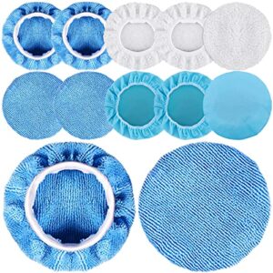 siquk 12 pieces car polisher pad bonnet 5-6 inch polishing bonnets microfiber waxer bonnet polishing pad bonnet buffing pad cover buffer bonnets for car polisher