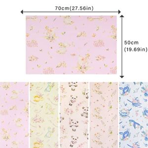 Larcenciel Gift Wrapping Paper for Kids - 5 Sheets of Cute Unicorn, Dinosaur, Panda, Elephant, and Whale Designs - Perfect for Birthdays, Holidays, and More (27.5x19.6inch)