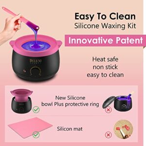 DELEXI All-in-one At Home Waxing Kit for Women +5 Pack Salon Quality Hard Wax Beads +Silicone Wax Kit Accessories + Hot Wax Melt Warmer for Hair Removal For Brows, Bikini, Legs & Sensitive skin