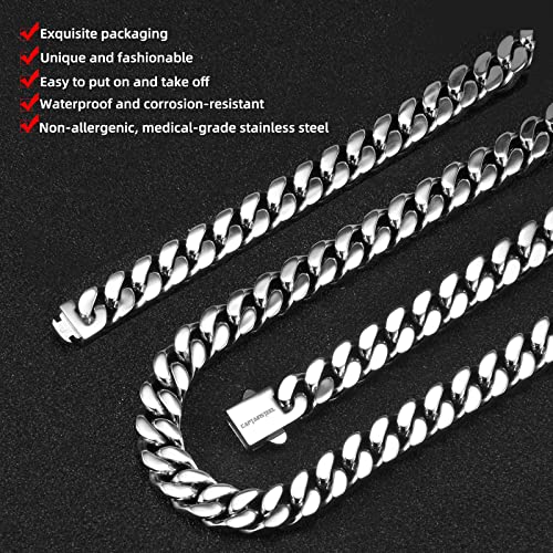 CaptainSteeL Miami Cuban Chain Necklace for Men/Women,316L Stainless Steel 5/9MM Width 18"/20"/22"/24"Length Fashion Snap Button Hip Hop Jewelry,Cuban Link Chain Gold Plated/Stainless Steel with Gift Box