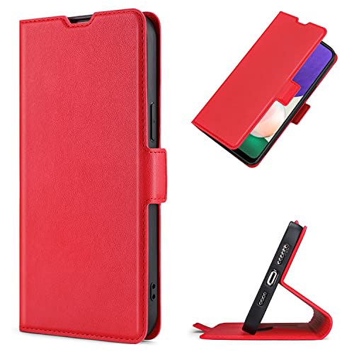 Compatible with Oppo Reno 6 Pro 5G Wallet Case, Ultra Slim Flip Folio PU Magnetic Leather Case with Card Slot, Full Protection Phone Cover for Oppo Reno 6 Pro 5G, Red