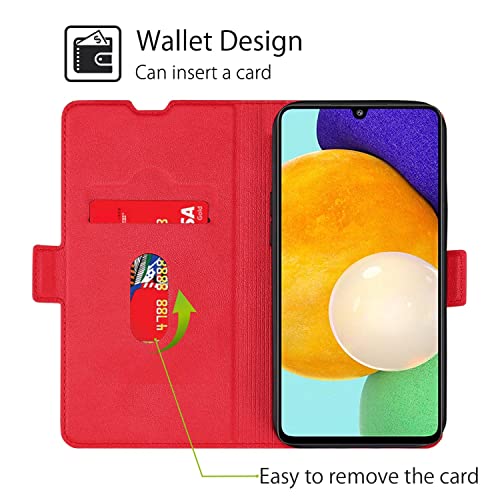 Compatible with Oppo Reno 6 Pro 5G Wallet Case, Ultra Slim Flip Folio PU Magnetic Leather Case with Card Slot, Full Protection Phone Cover for Oppo Reno 6 Pro 5G, Red