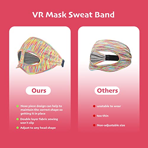 3 PCS VR Eye Mask Face Cushion Cover Pad VR Sweat Band and 2 PCS VR Goggles Lens Fiber Cleaning Cloth Compatible with VR Headsets Meta/Oculus Quest 2 Go HTC Vive PS VR Gear Accessories