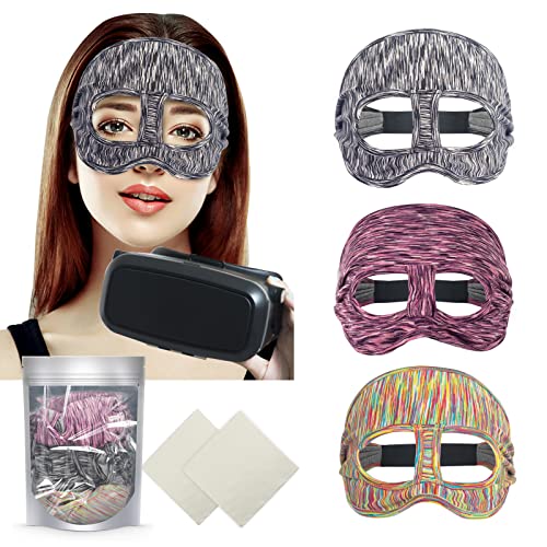 3 PCS VR Eye Mask Face Cushion Cover Pad VR Sweat Band and 2 PCS VR Goggles Lens Fiber Cleaning Cloth Compatible with VR Headsets Meta/Oculus Quest 2 Go HTC Vive PS VR Gear Accessories