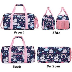 Sports Duffel for Girls Dance Bag Kids Duffle Bag Little Girls Gymnastics Bag Overnight Weekender Bag Teen Gym Bag Travel Duffle Sleepover Carry On Bag Ballet Bag with Shoe Compartments