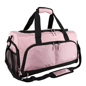 ultimate gym bag 2.0: the durable crowdsource designed duffel bag with 10 optimal compartments including water resistant pouch (pink, medium (20"))