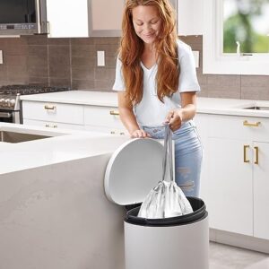 Plasticplace Trash Bags simplehuman (x) Code J Compatible Packs │White Drawstring Garbage Liners 10-10.5 Gallon / 38-40 Liter │ 21'' x 28'' (20 Count/5 Pack)