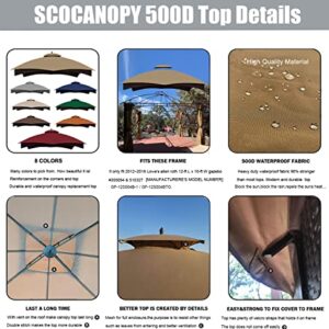 SCOCANOPY Replacement Canopy Top for The Lowe's Gazebo Model #GF-12S004B-1 / GF-12S004BTO (Beige)