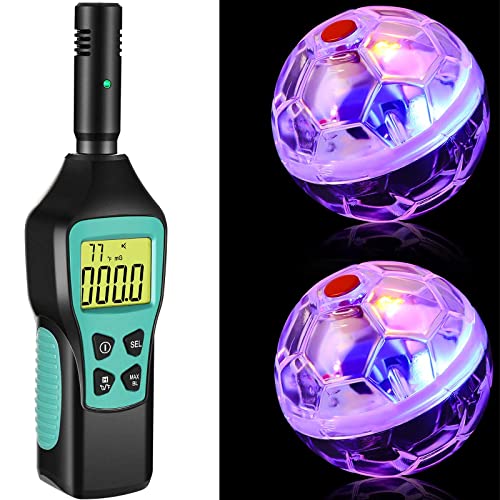 3 Pcs Ghost Hunting Equipment Kit, EMF Meter Digital LCD 3 in 1 EMF Sensor Tester Detector and Ghost Hunting Cat Ball Light Up Motion Activated Cat Balls for Home Office Outdoor Ghost Hunting