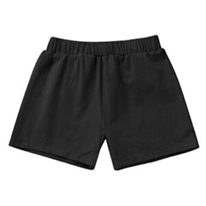 Aislor Girl's Boy's Athletic Dance Shorts Pull On Shiny Sequin Shorts Training Gymnastics Short Hot Pants with Bowknot Black 7-8 Years